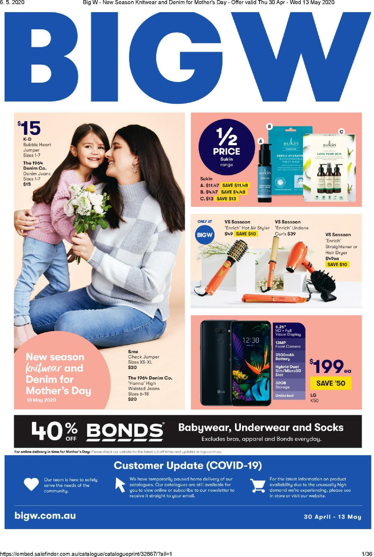 Big W New Season Knitwear and Denim for Mother's Day from 30 April