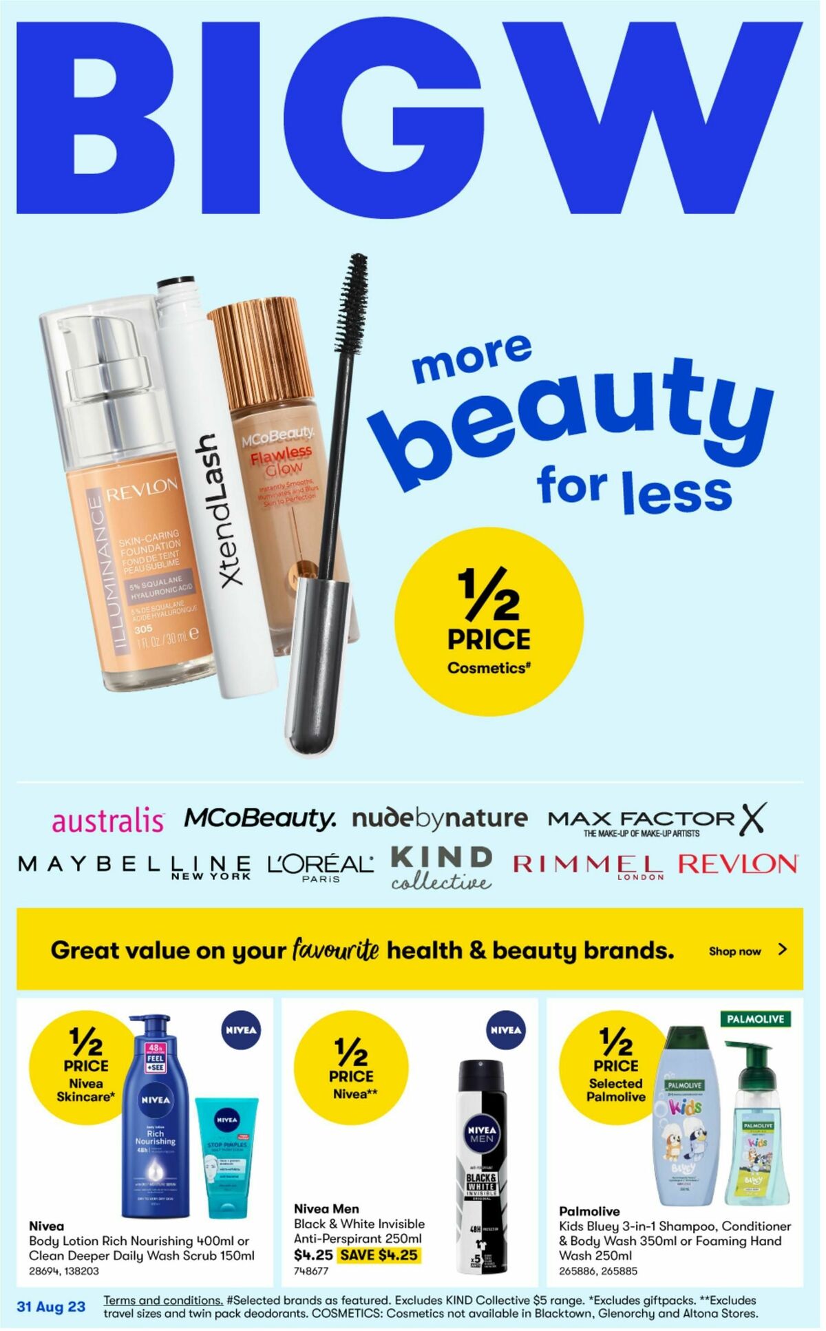 Big W More Beauty for Less from 31 August