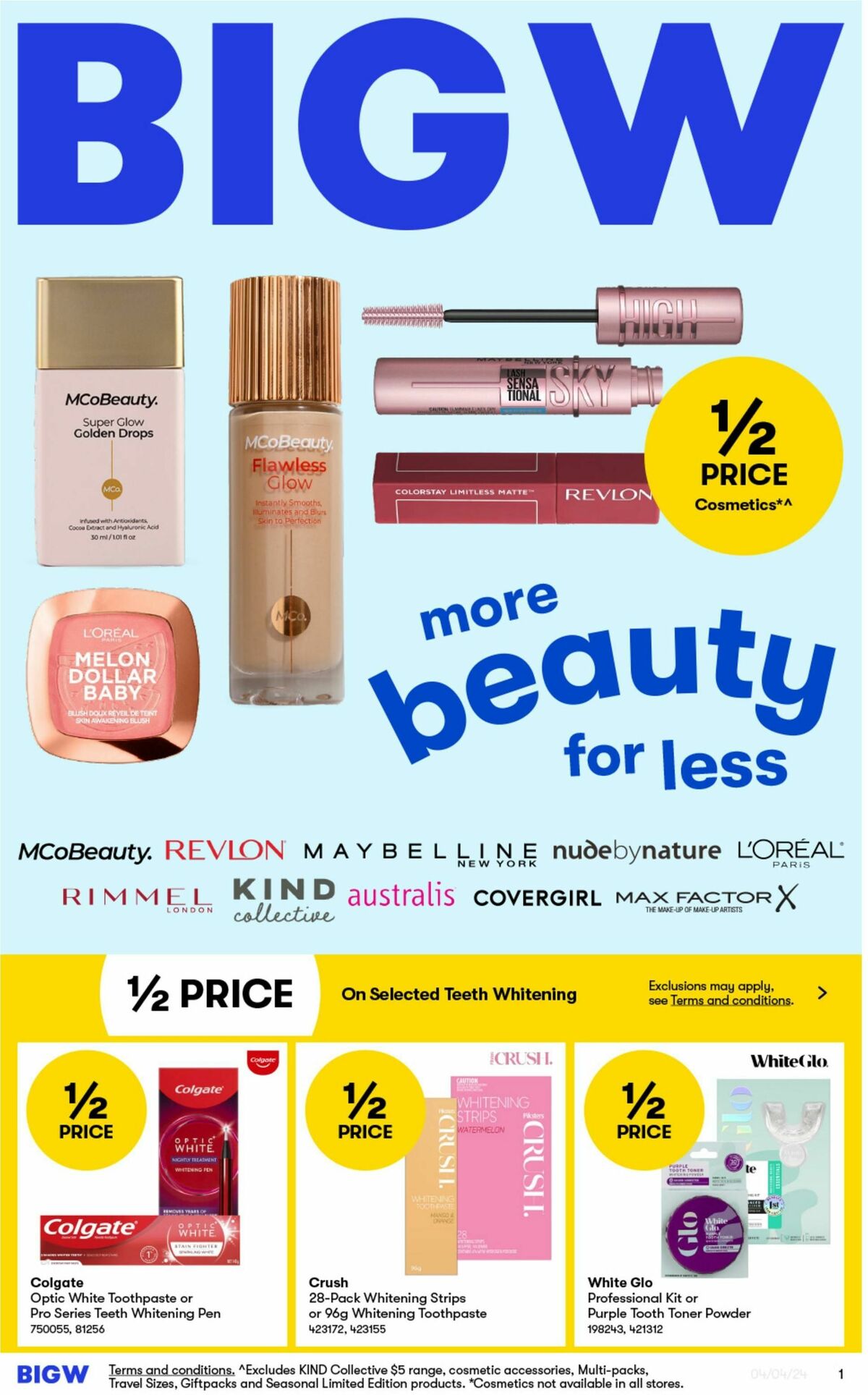 Big W More Beauty For Less from 4 April
