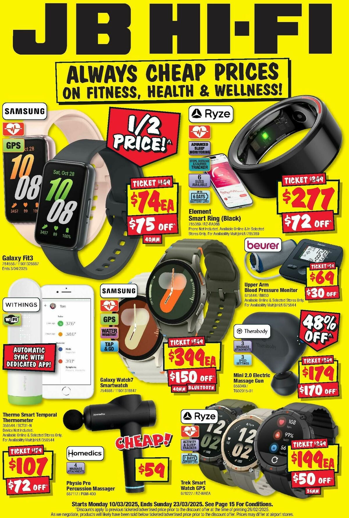 JB Hi-Fi Fitness, Health and Wellness from 10 March