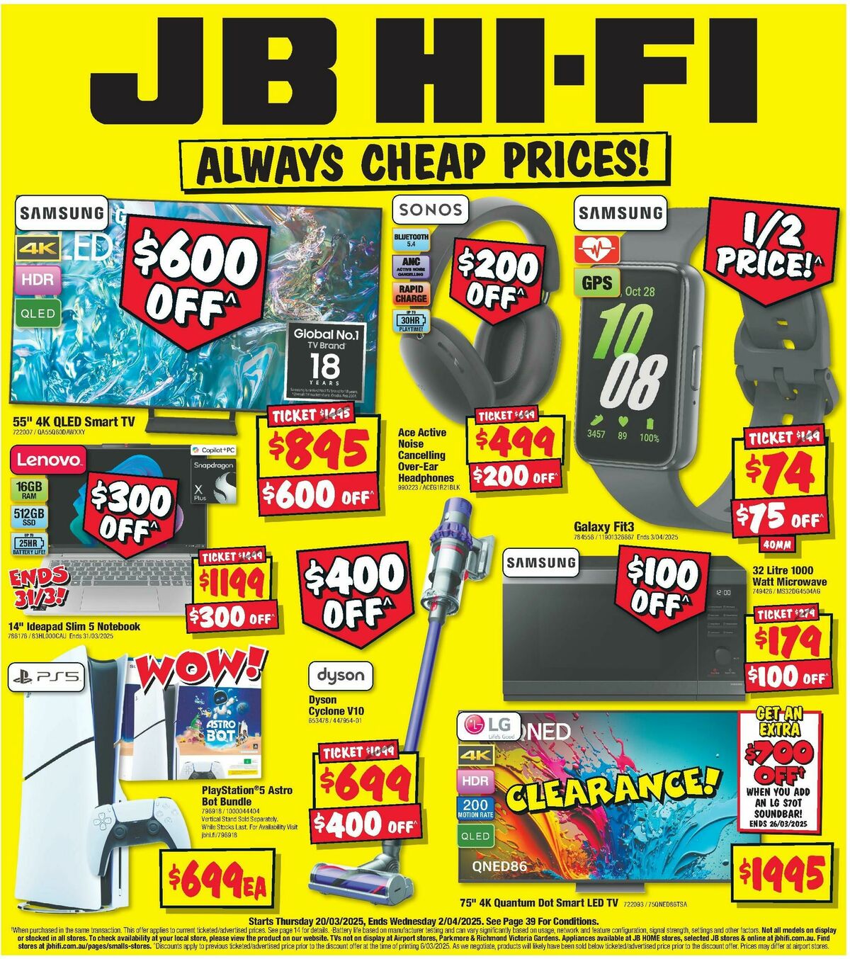 JB Hi-Fi from 20 March