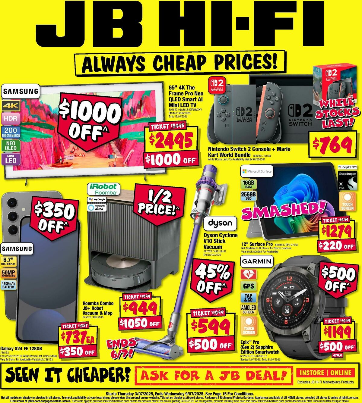 JB Hi-Fi from 3 July