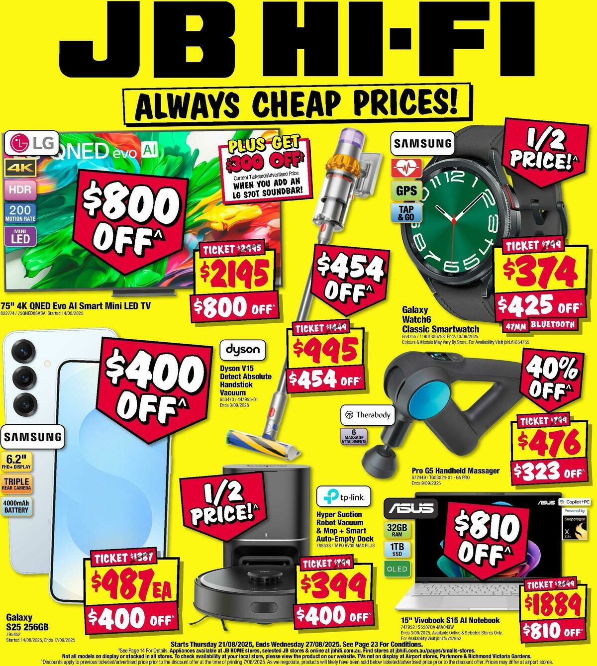 JB Hi-Fi from 21 August