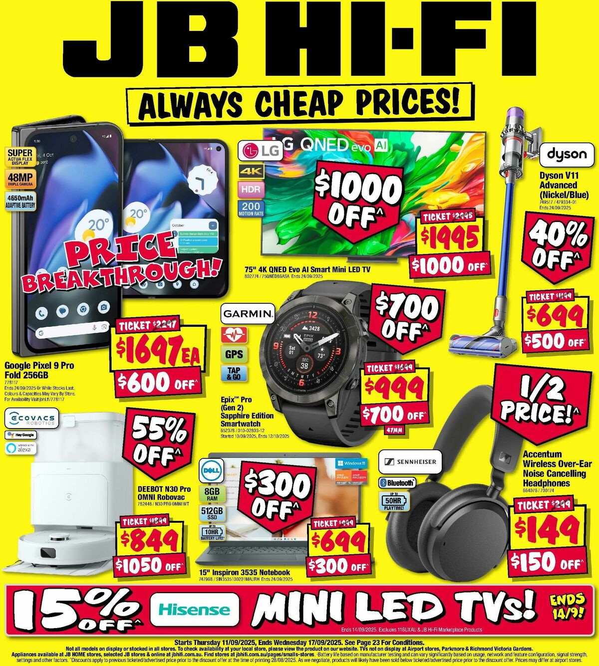 JB Hi-Fi from 11 September