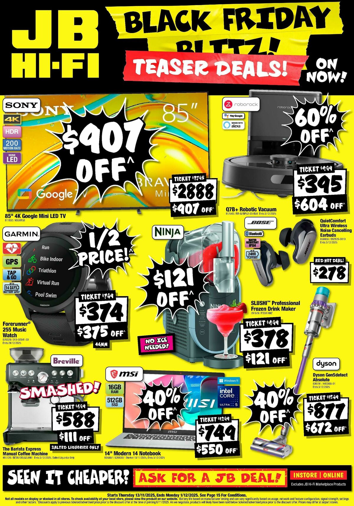 JB Hi-Fi from 13 November