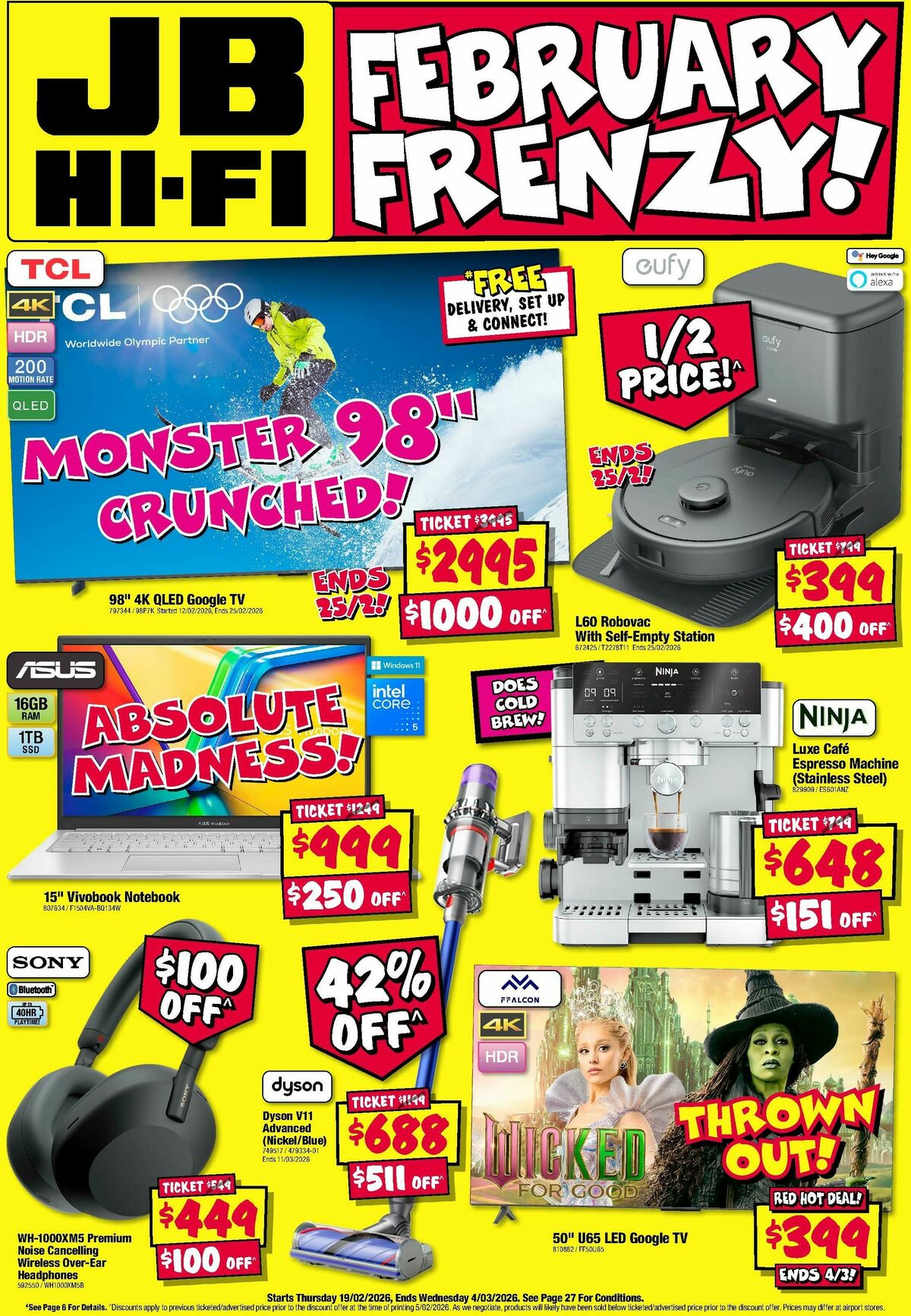 JB Hi-Fi from 19 February