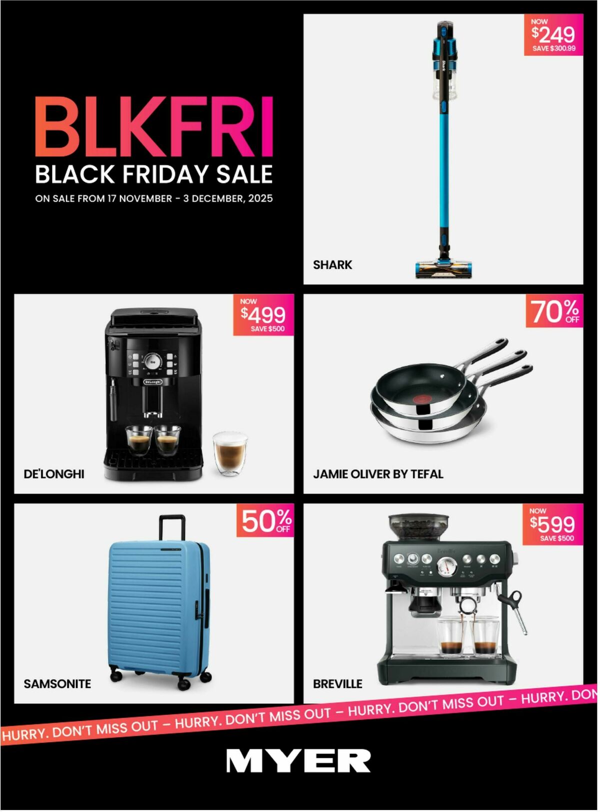 Myer Black Friday Sale from 17 November